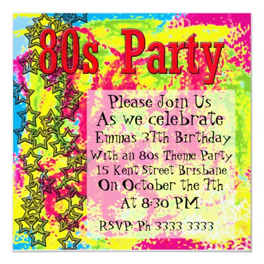 80s Fluro Party Invitations | Zazzle.com