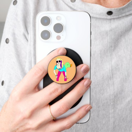 80s foxy girl PopSocket | Zazzle