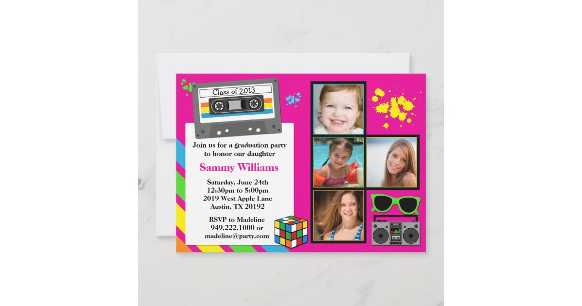 80's Graduation Party Invitation Class of 2013 | Zazzle