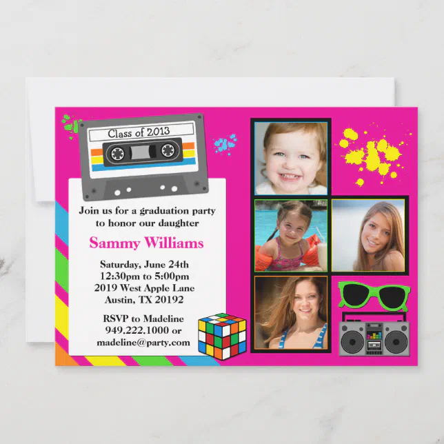80's Graduation Party Invitation Class of 2013 | Zazzle