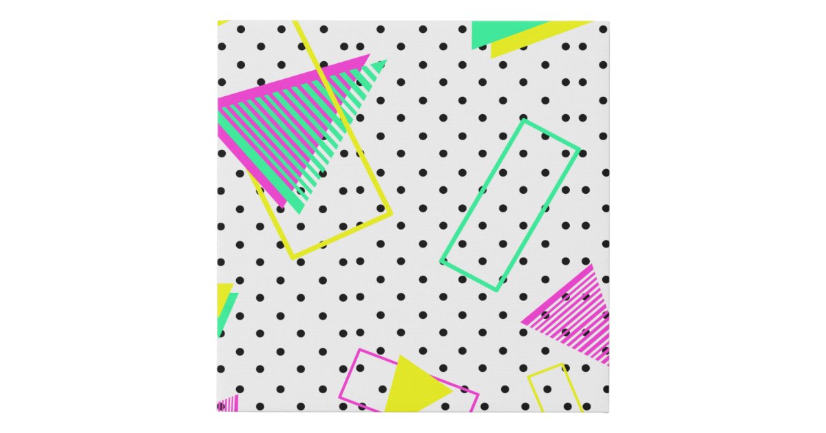 80s Graphic Geometric Design retro Vintage Polka Faux Canvas Print | Zazzle