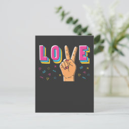 80s Love Hand Peace Sign 90s Retro Hippie Graphic Postcard | Zazzle