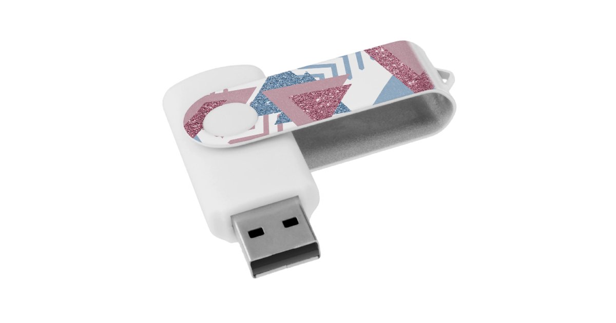 80s Lunar Abstract | Dusty Mauve Pink and Blue Flash Drive | Zazzle