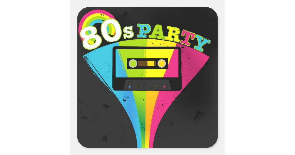 80s Party Background Square Sticker | Zazzle