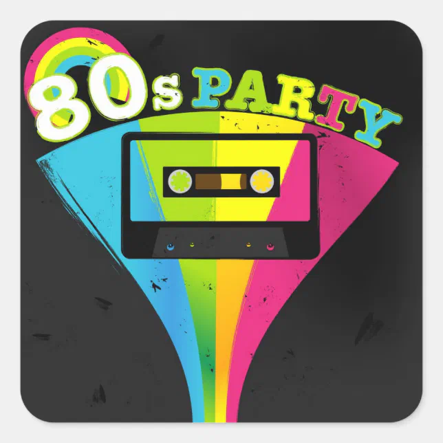 80s Party Background Square Sticker | Zazzle