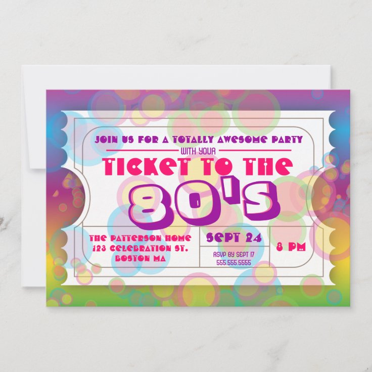 80's Party Ticket Admission Invitation | Zazzle