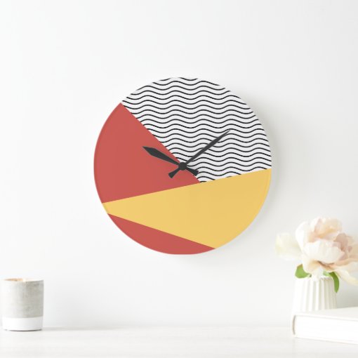 80s Pop art pattern Large Clock | Zazzle