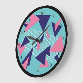 80's Retro Abstract Triangles Pattern Wall Clock | Zazzle