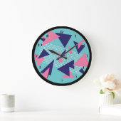 80's Retro Abstract Triangles Pattern Wall Clock | Zazzle