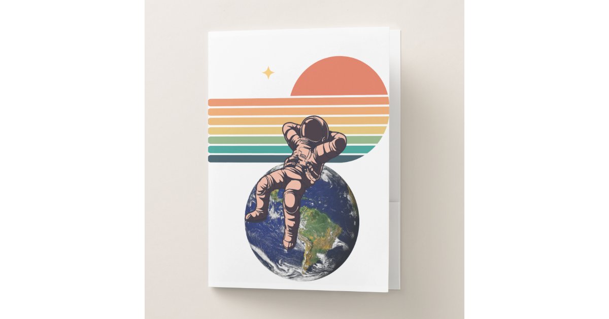 80s Retro Astronaut Pocket Folder | Zazzle