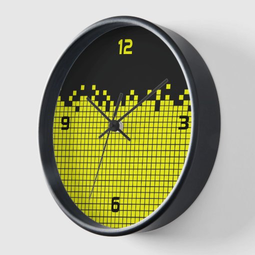80s Retro Gamer Geek Yellow Pixels Clock | Zazzle