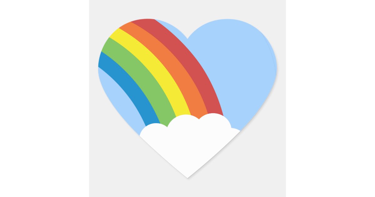 80's Retro Rainbow Heart-Shaped Stickers | Zazzle
