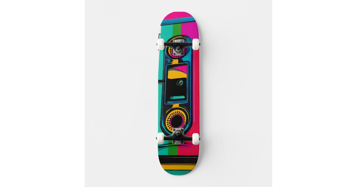 80s retro style cassette pop art skateboard | Zazzle