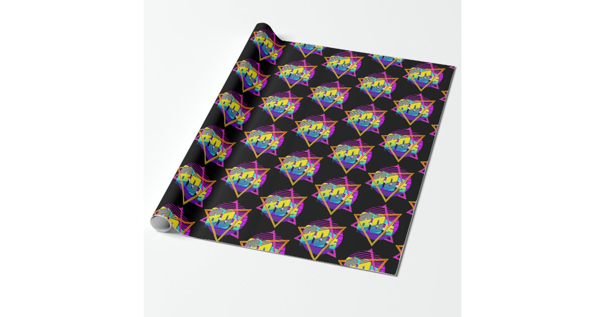 80's Retro Vintage Sunset Wrapping Paper | Zazzle