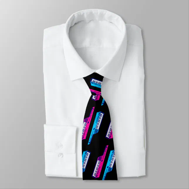 80s RETROWAVE SYNTHWAVE KEYTAR SYNTHESIZER Neck Tie | Zazzle