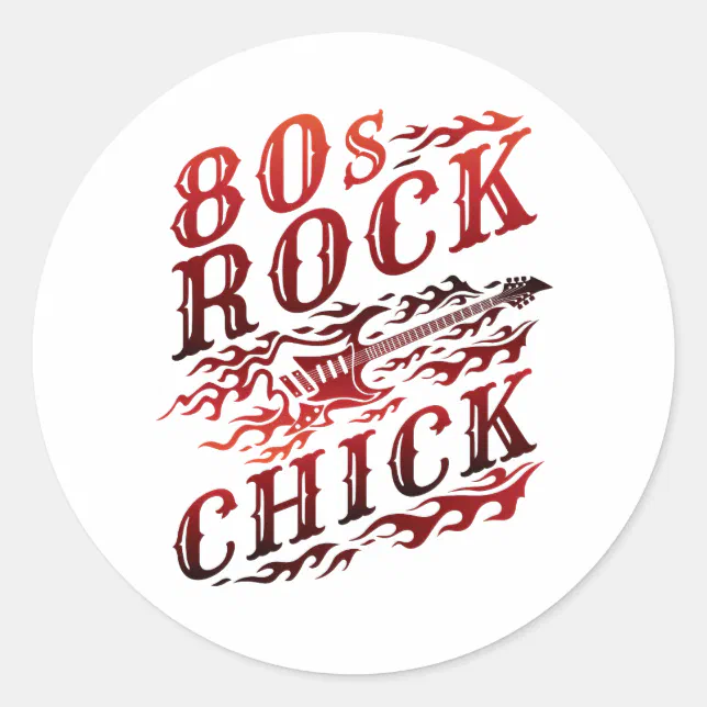 80s Rock Chick Eighties Music Classic Round Sticker | Zazzle