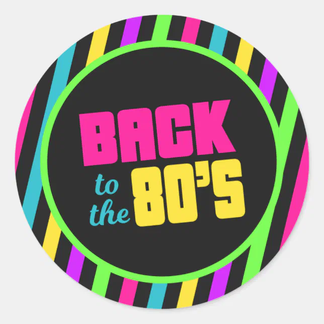 80s Sticker Label, Neon 80s Party Decorations | Zazzle