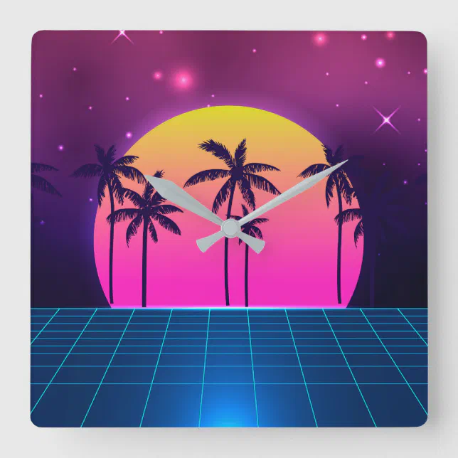 80's Style Retro Futuristic Wall Clock | Zazzle