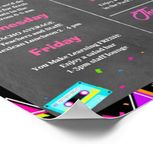 80s Teacher Staff Appreciation week template Poster | Zazzle
