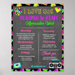 80s Teacher Staff Appreciation week template Poster | Zazzle