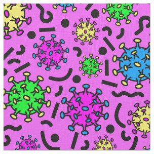 Cute Cartoon Germs Viruses Bacteria Microbe Fabric | Zazzle