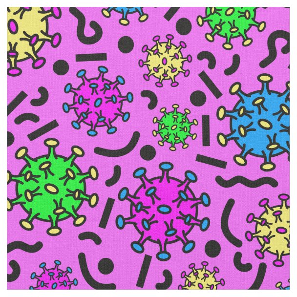 Cute Cartoon Germs Viruses Bacteria Microbe Fabric | Zazzle