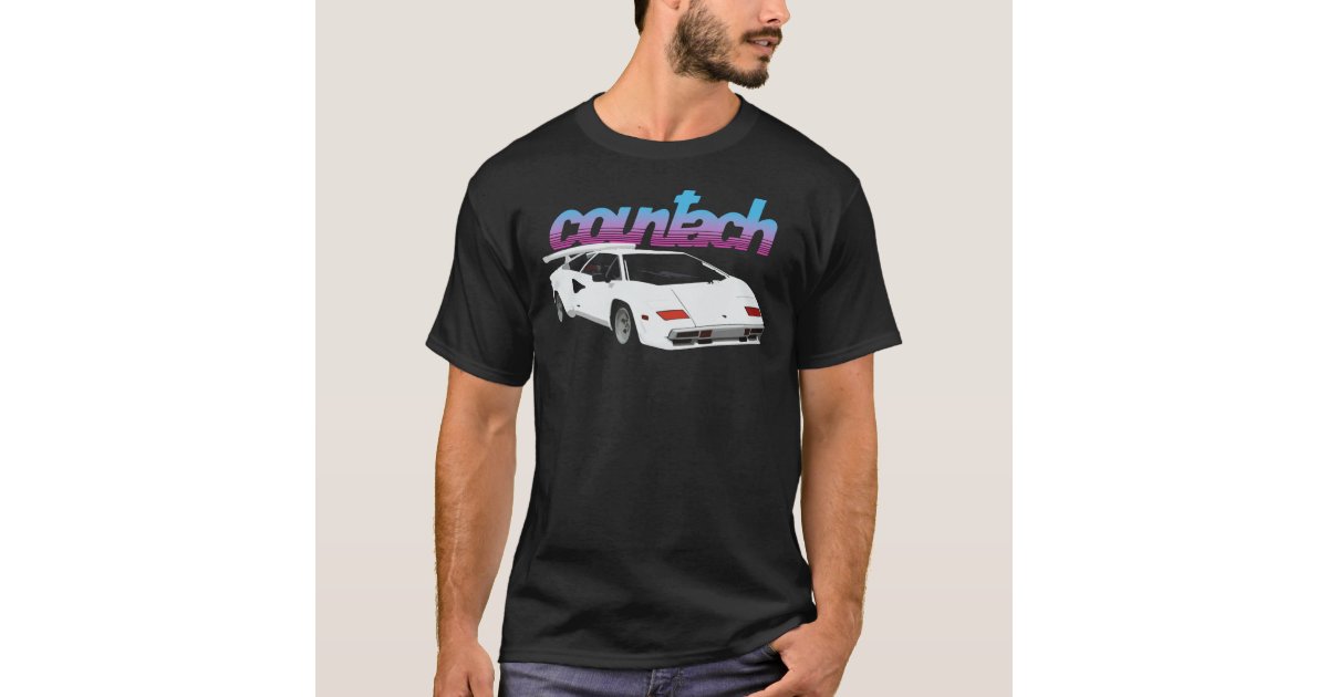 80S White Countach Logo T-Shirt | Zazzle