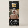 80th Birthday Black Gold Photo Retractable Banner | Zazzle