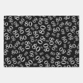 80th Birthday Black & White Number Pattern 80 Wrapping Paper Sheets ...