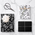 80th Birthday Black & White Number Pattern 80 Wrapping Paper Sheets ...