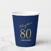 80th Birthday Chapter 80 Blue Gold Paper Cups | Zazzle