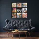 80th birthday custom photo collage black monogram faux canvas print ...