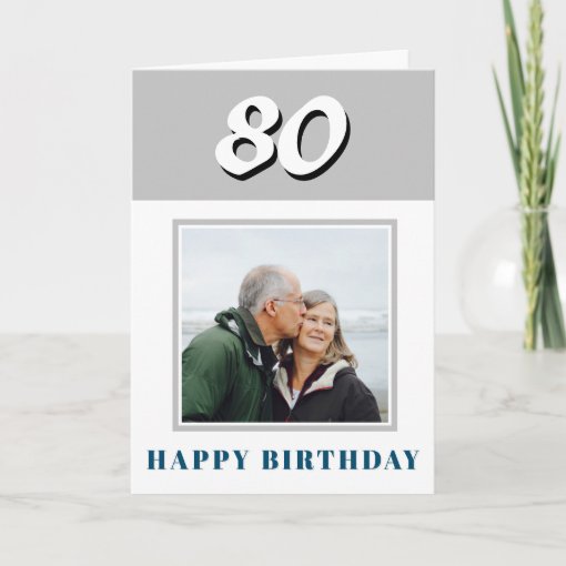 80th Birthday Custom Photo Personalized Card | Zazzle