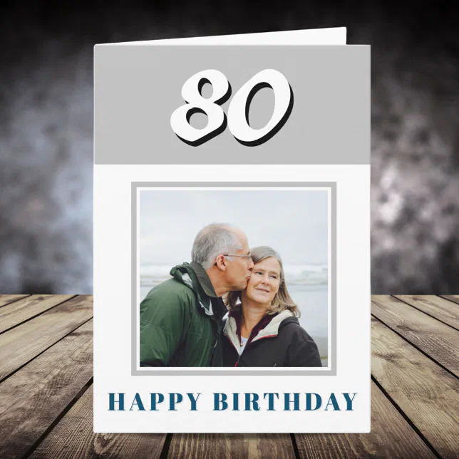 80th Birthday Custom Photo Personalized Card | Zazzle