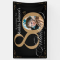 80th Birthday Elegant Gold Calligraphy Black Photo Banner | Zazzle