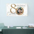 80th Birthday Elegant Gold White Calligraphy Photo Banner | Zazzle