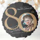 80th Birthday Gold Black Calligraphy Custom Photo Balloon | Zazzle