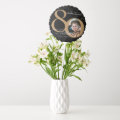 80th Birthday Gold Black Calligraphy Custom Photo Balloon | Zazzle