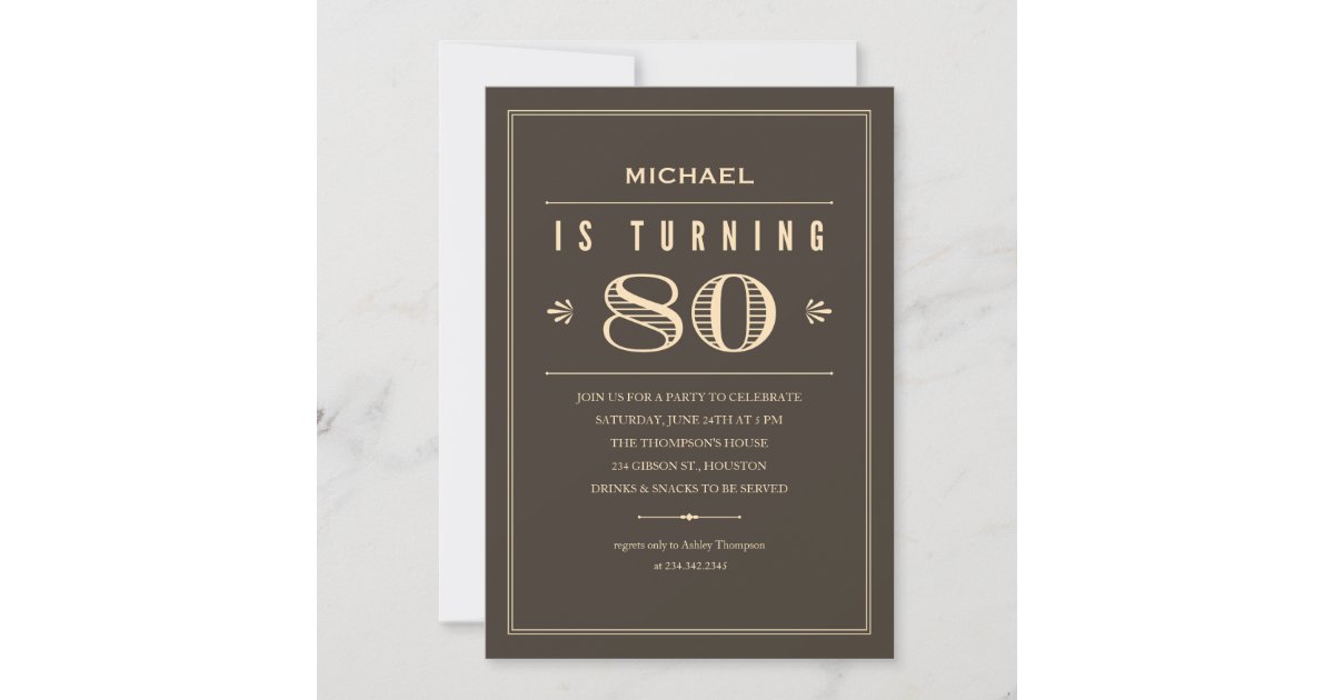 80th Birthday Invitations for Men | Zazzle