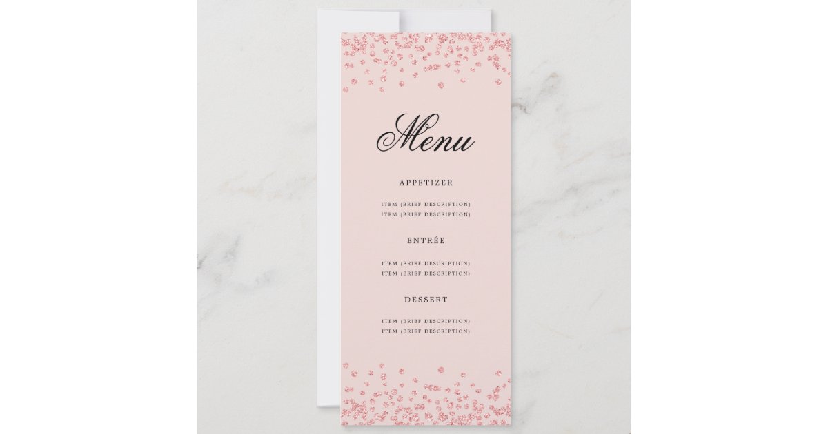 80th Birthday Menu Rose Gold Confetti Blush Invitation | Zazzle