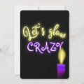 80th Birthday Neon Sign with Candle Invitation | Zazzle