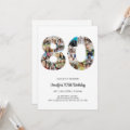 80th Birthday Number 80 Custom Photo Collage Invitation | Zazzle