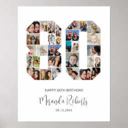 80th Birthday Number 80 Custom Photo Collage Poster | Zazzle