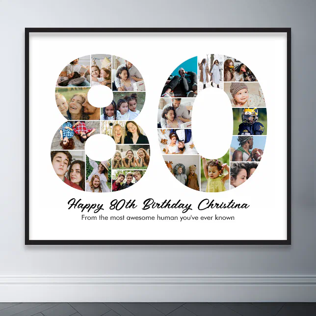 80th Birthday Number 80 Photo Collage Anniversary Poster | Zazzle
