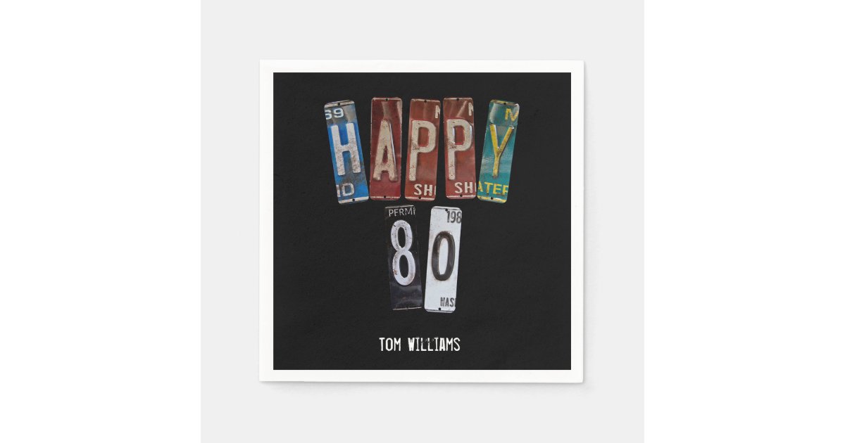 80th Birthday old license plate collection Napkins | Zazzle