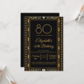 80th Birthday Party Black Gold Elegant Customize Invitation | Zazzle