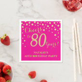 80th Birthday Party Hot Pink and Gold Diamond Napkins | Zazzle