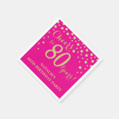 80th Birthday Party Hot Pink and Gold Diamond Napkins | Zazzle