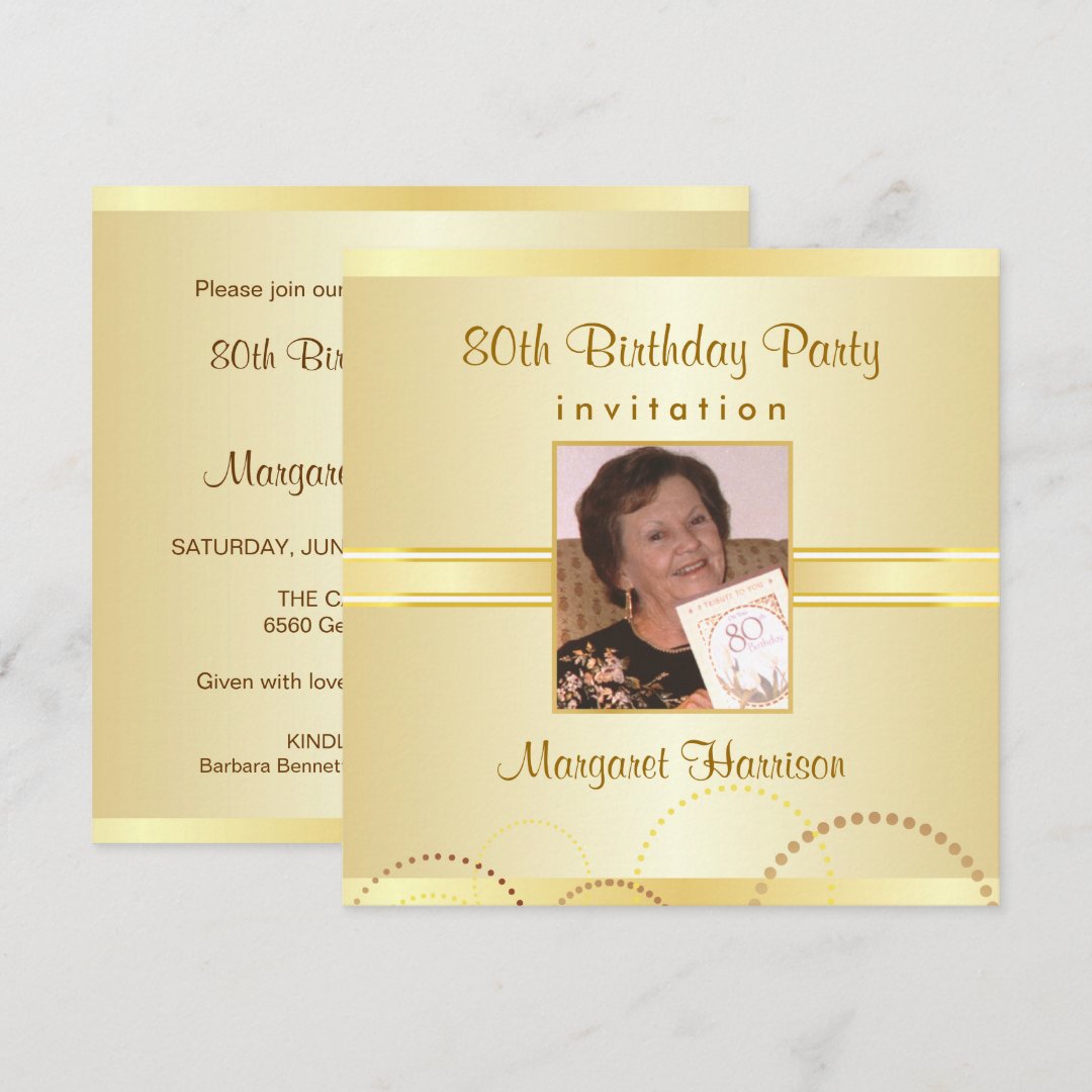 80th Birthday Party Invitations with Photo Option | Zazzle