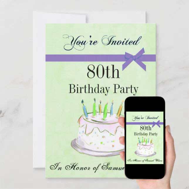 80th Birthday Party Personalized Invitation | Zazzle